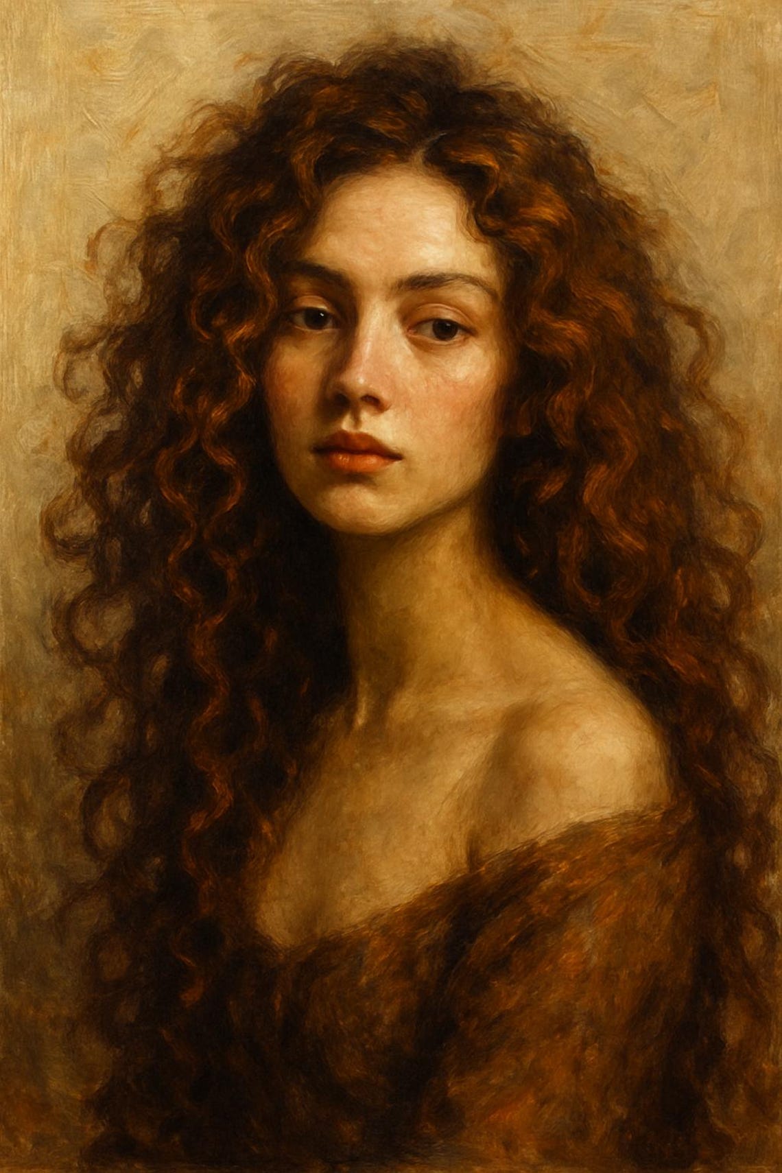 Curly Hair Woman Wall Art Set - Printable Portrait Painting - Gallery ...