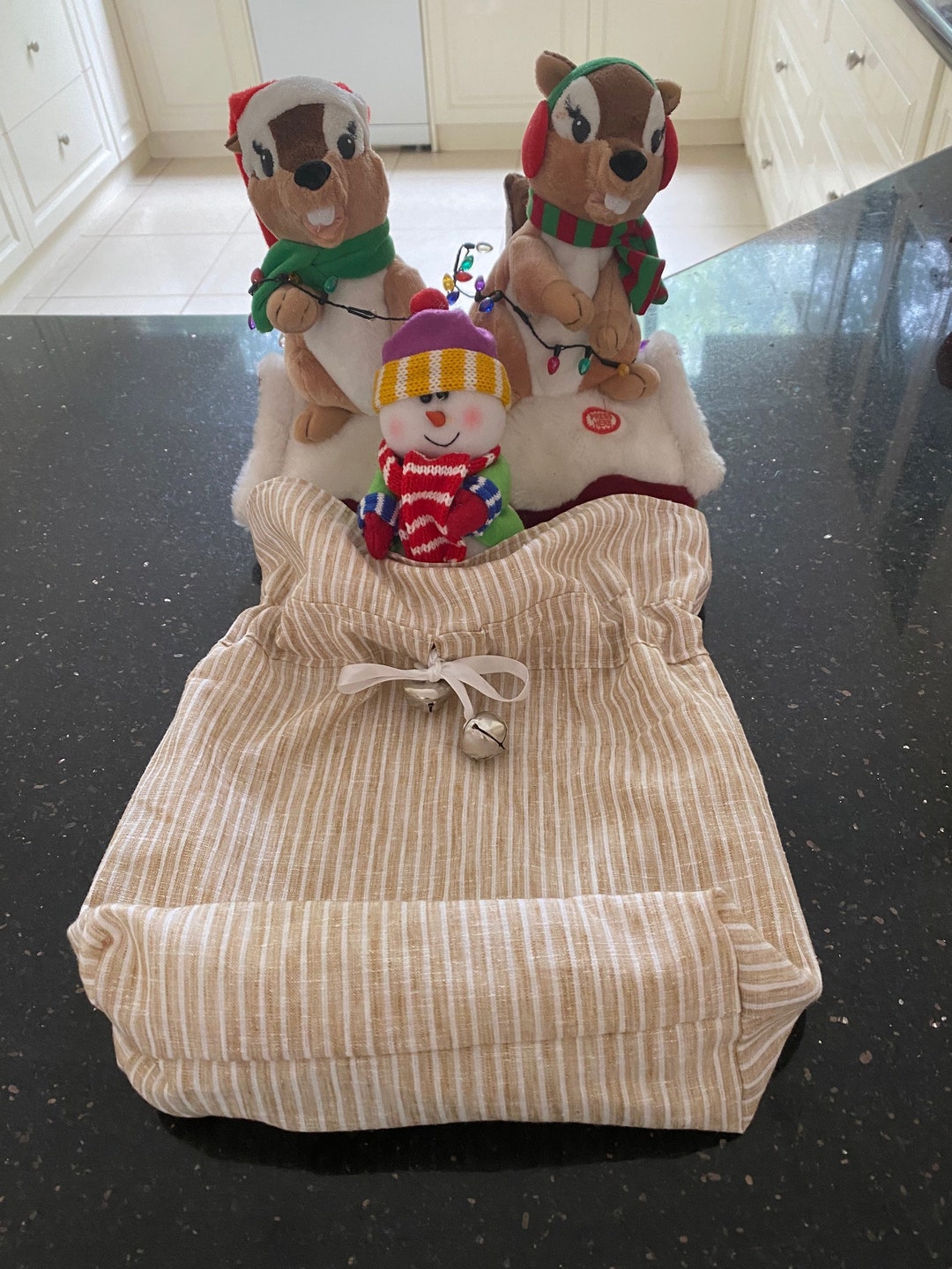 Santa Sack Striped Lined With Bells - Etsy