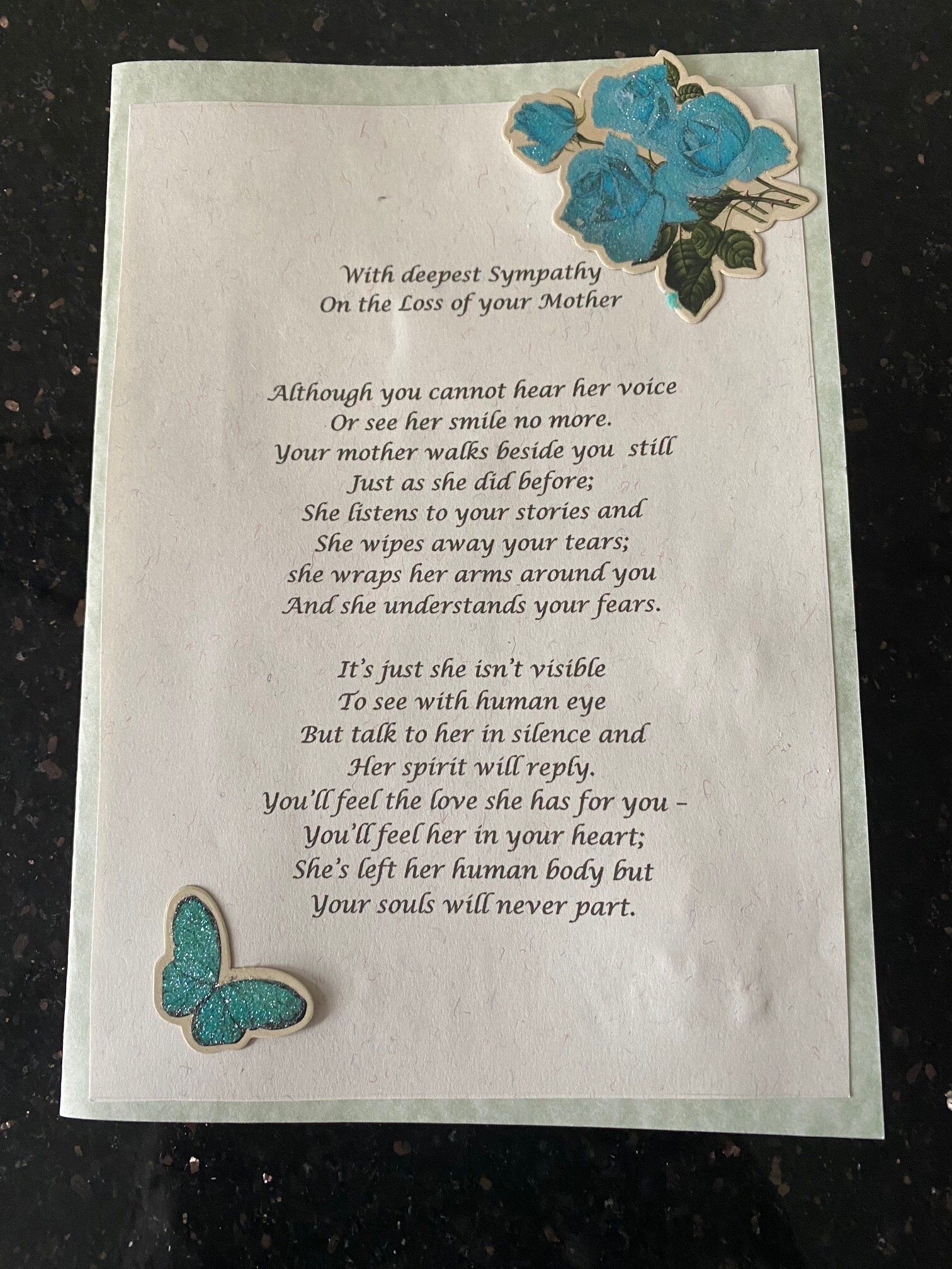 Beautiful Large Sympathy Card With Poem LOSS OF MOTHER - Etsy Australia