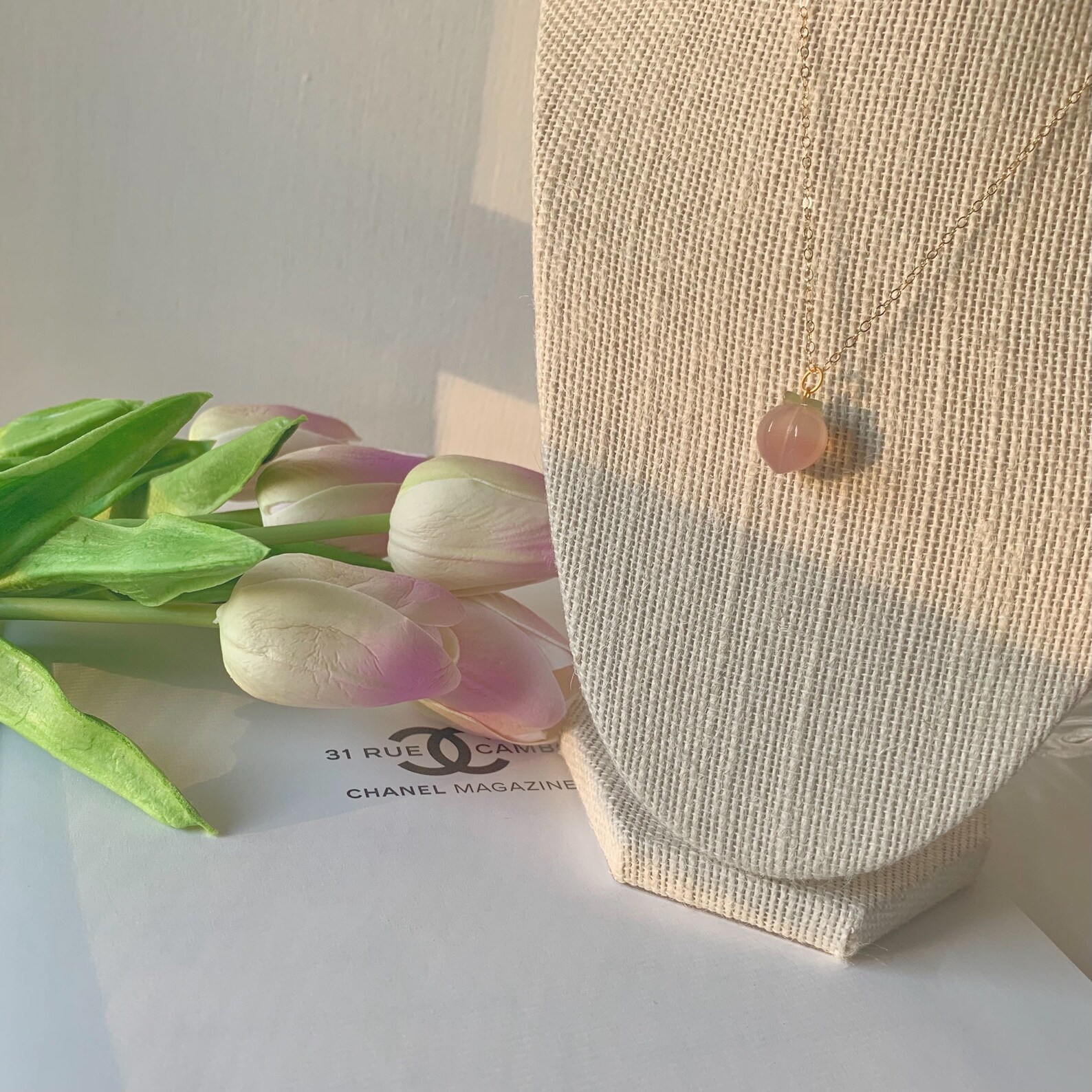 Peach Necklace｜agate Peach Pendant Necklace｜dainty Gold Necklace｜fruit ...