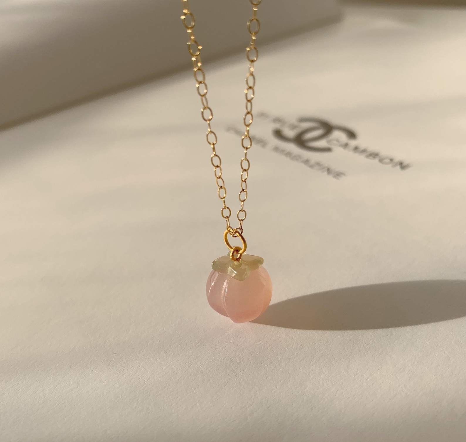 Peach Necklace｜agate Peach Pendant Necklace｜dainty Gold Necklace｜fruit ...