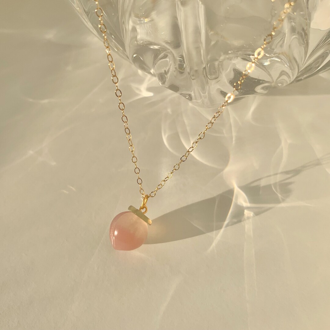 Peach Necklace｜agate Peach Pendant Necklace｜dainty Gold Necklace｜fruit ...