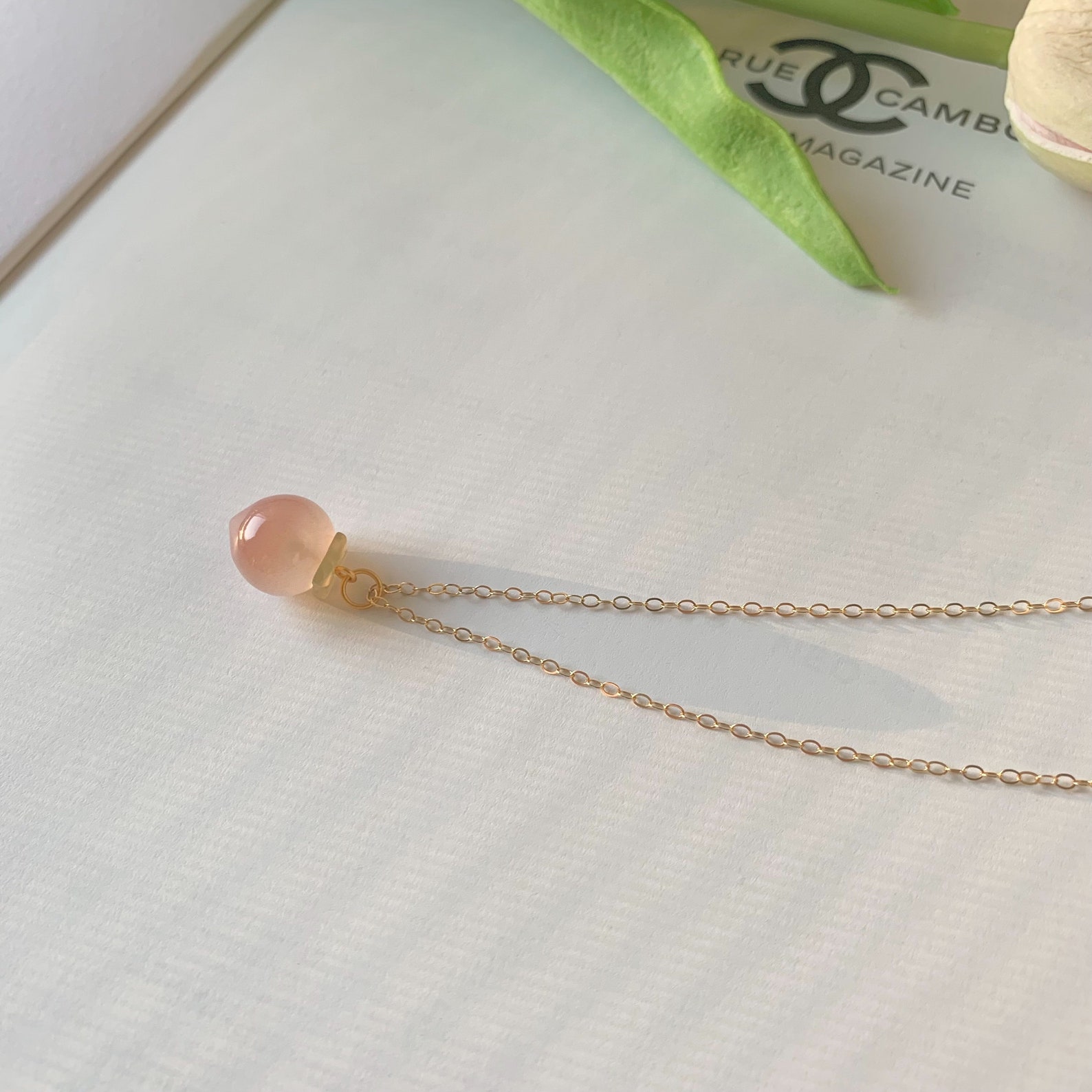 Peach Necklace｜agate Peach Pendant Necklace｜dainty Gold Necklace｜fruit ...
