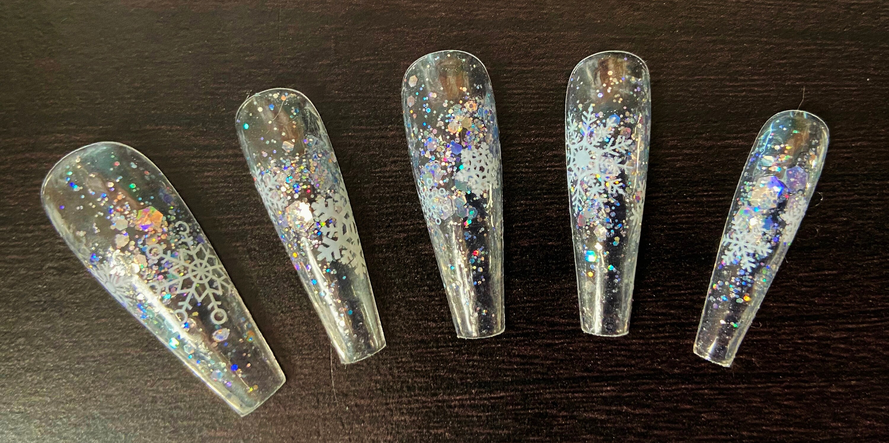 Ice Queen / Clear Icicle Nails with Holographic Silver | Etsy