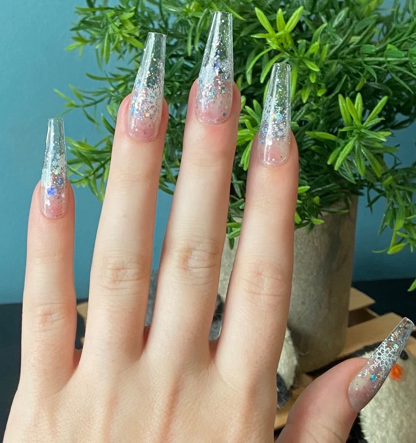 Ice Queen / Clear Icicle Nails with Holographic Silver | Etsy