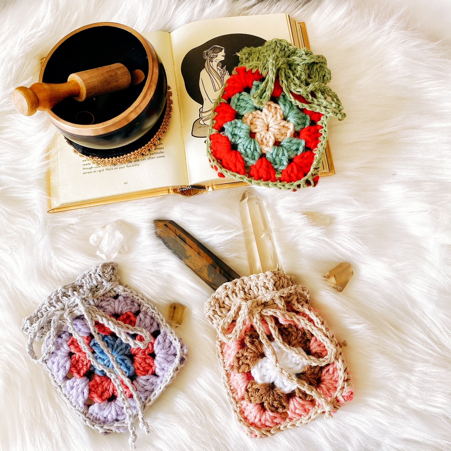 Crochet Crystal Pouch Pattern/ Crochet Trinket Pouch Pattern/ Granny ...
