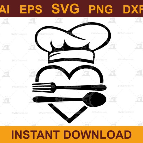 Chef Svg Cut File Instant Download Kitchen Silhouette - Etsy