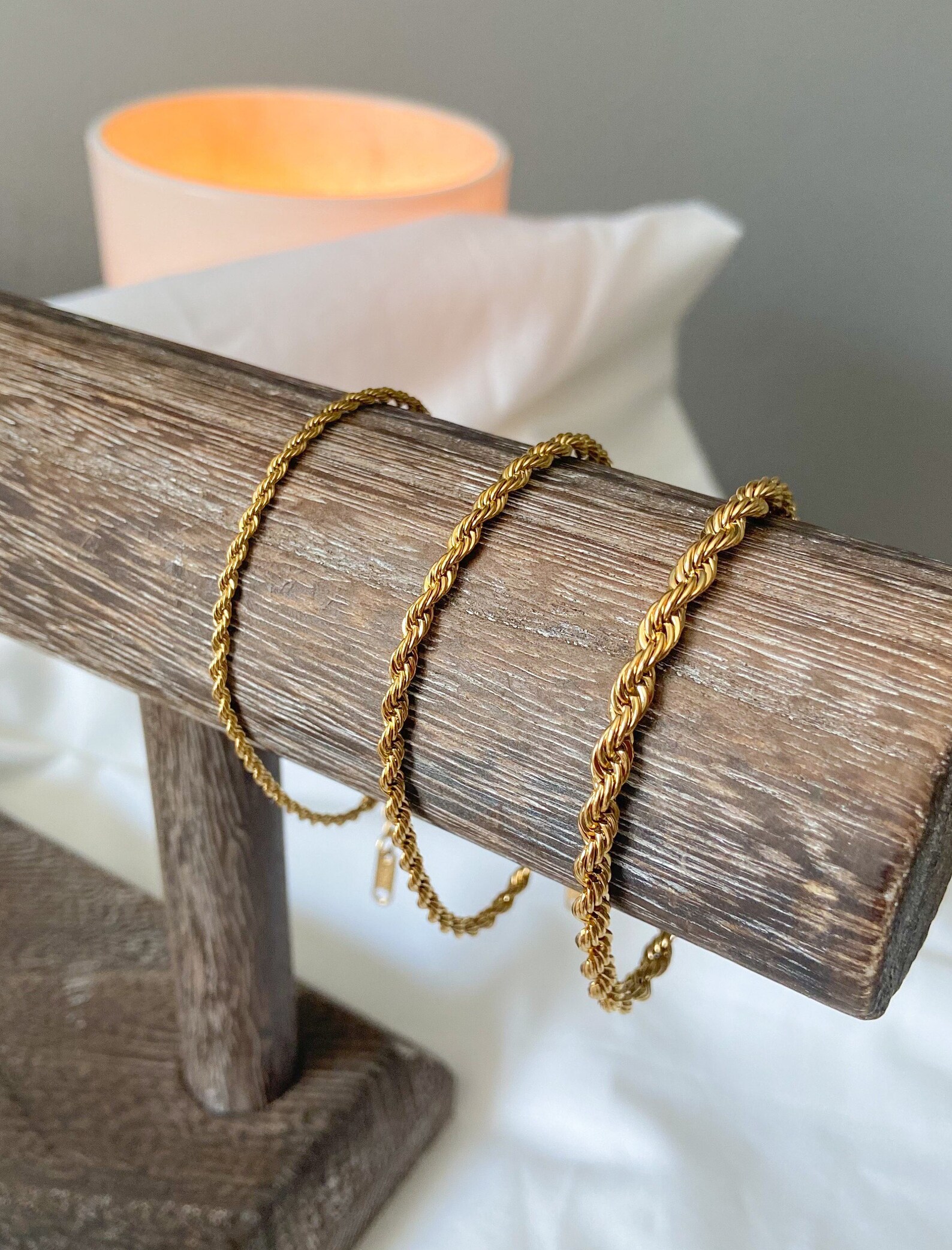 Gold Rope Chain Bracelet 18k Gold Filled Layering Bracelet - Etsy