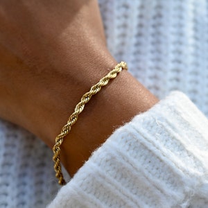 Gold Rope Chain Bracelet | 18k Gold Filled Layering Bracelet | Stacking ...