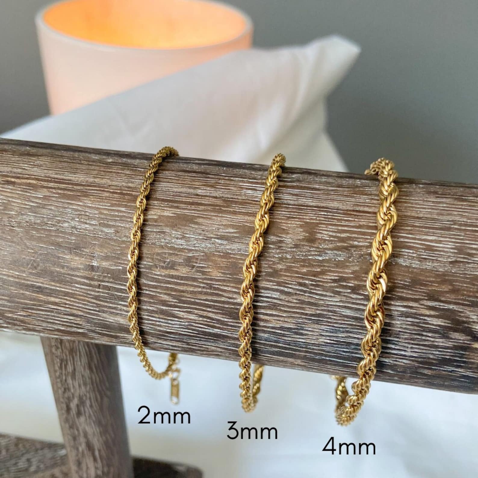 Gold Rope Chain Bracelet 18k Gold Filled Layering Bracelet - Etsy