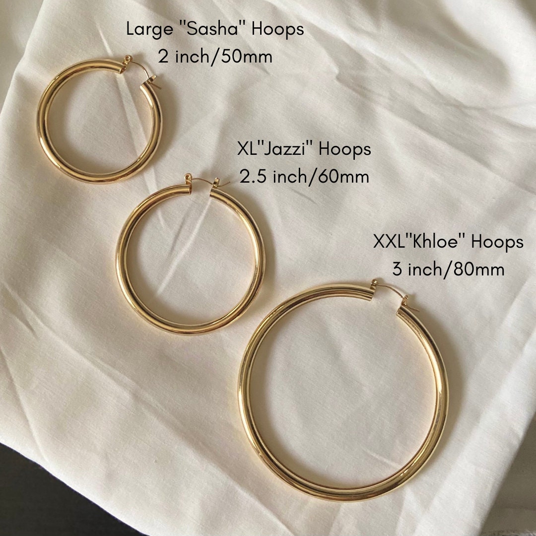 XXL Gold Filled Hoop Earrings 3 Inch Hoop Earrings 80mm - Etsy