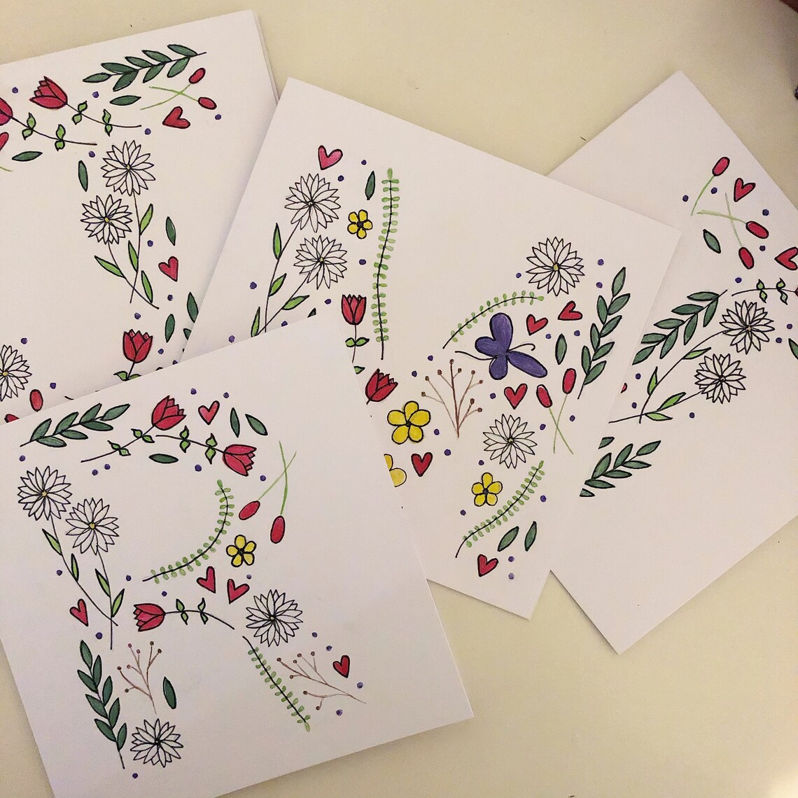 Hand Painted Letter Cards - Etsy UK