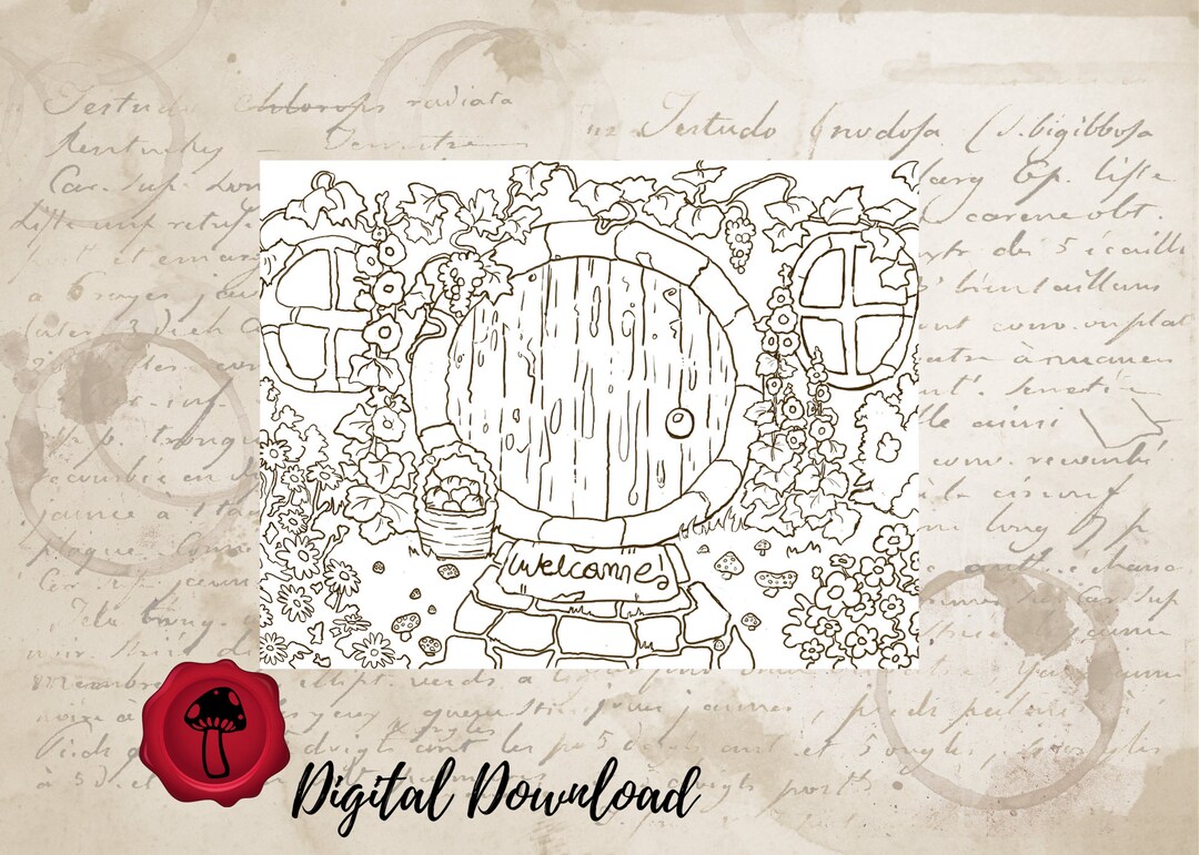 Hobbit House Coloring Page LOTR Inspired Art for All Ages - Etsy