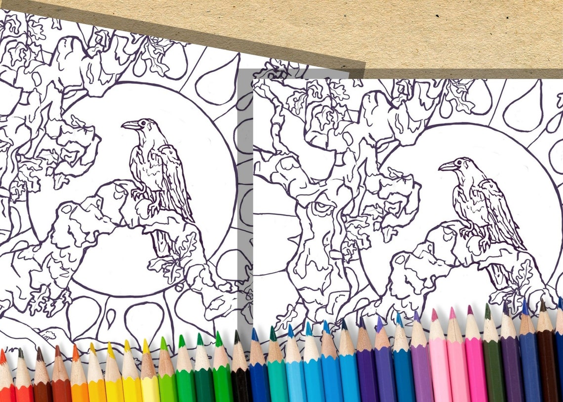 Autumn Equinox Coloring Page Download and Printable | Etsy