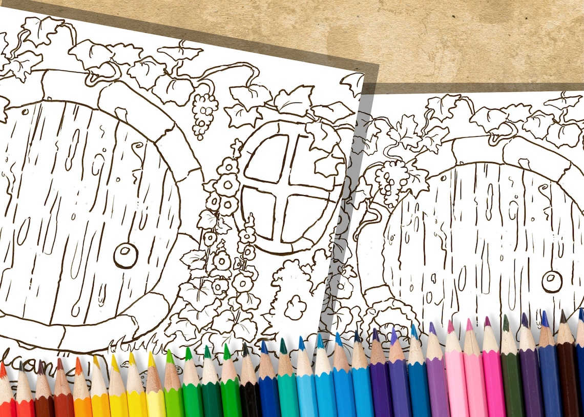 Hobbit House Coloring Page, LOTR Inspired Art for All Ages || Fantasy ...
