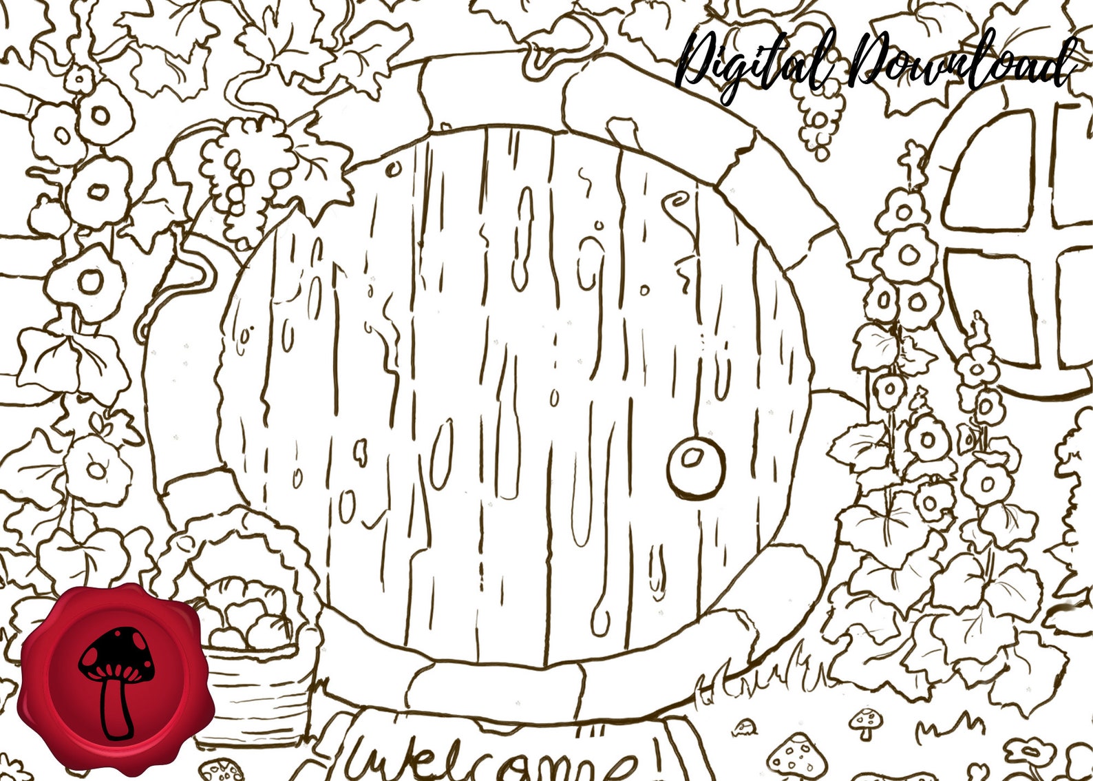 Hobbit House Coloring Page, LOTR Inspired Art for All Ages || Fantasy ...