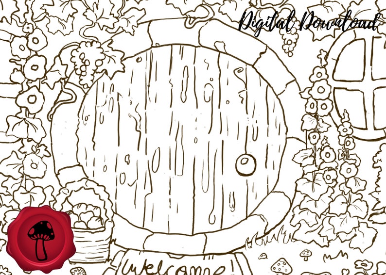 Hobbit House Coloring Page, LOTR Inspired Art for All Ages || Fantasy ...
