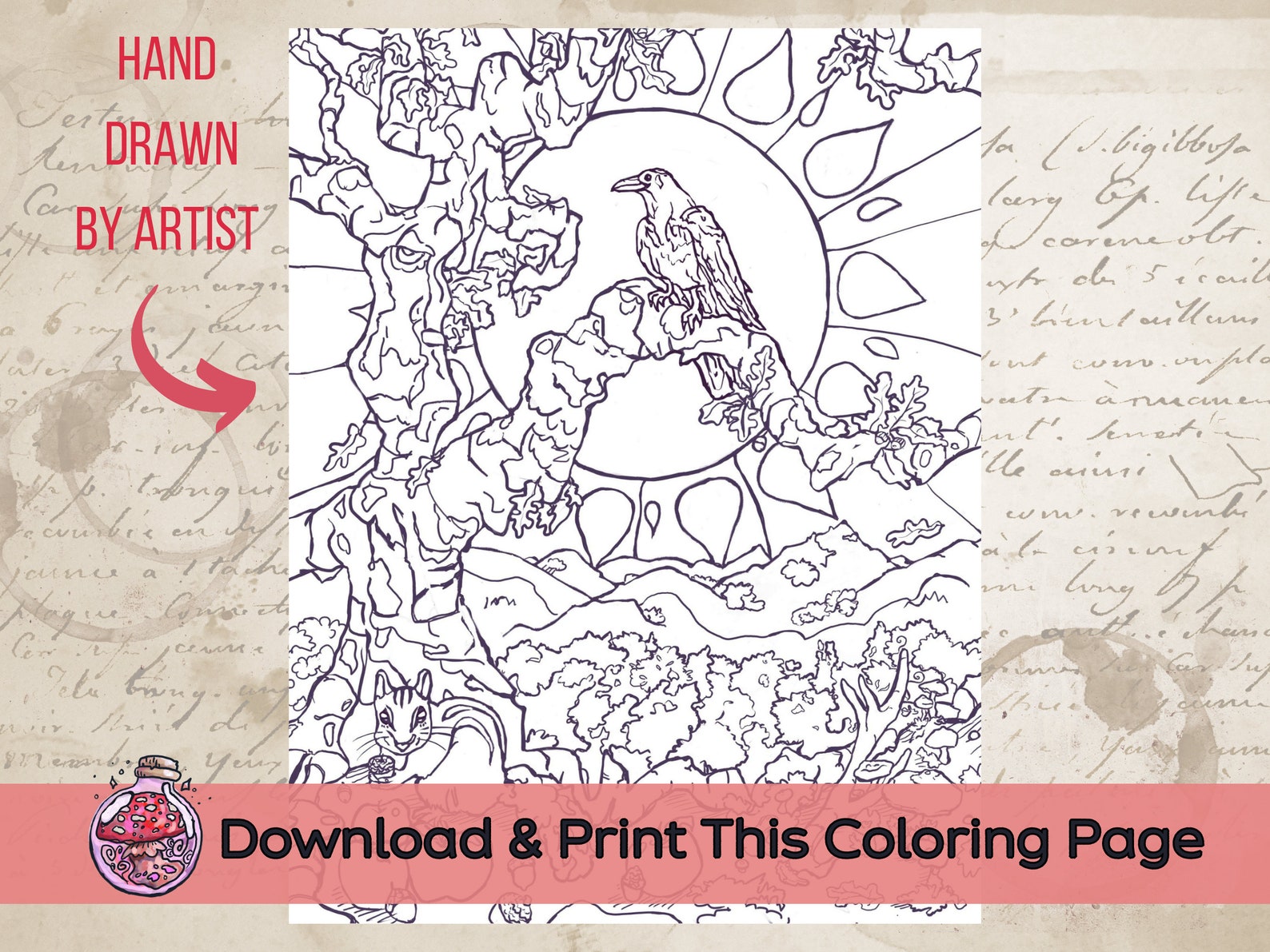 Autumn Equinox Coloring Page || Download and Print, Digital File ...