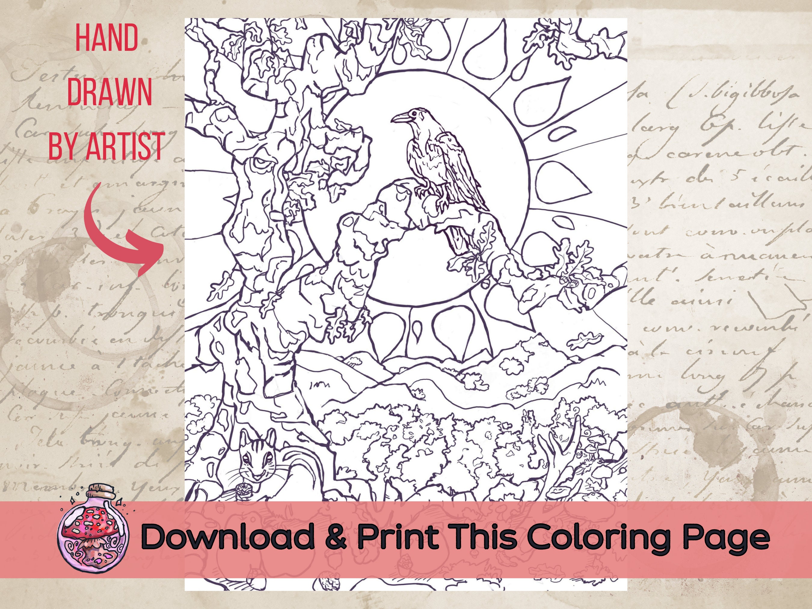 Autumn Equinox Coloring Page || Download and Print, Digital File ...