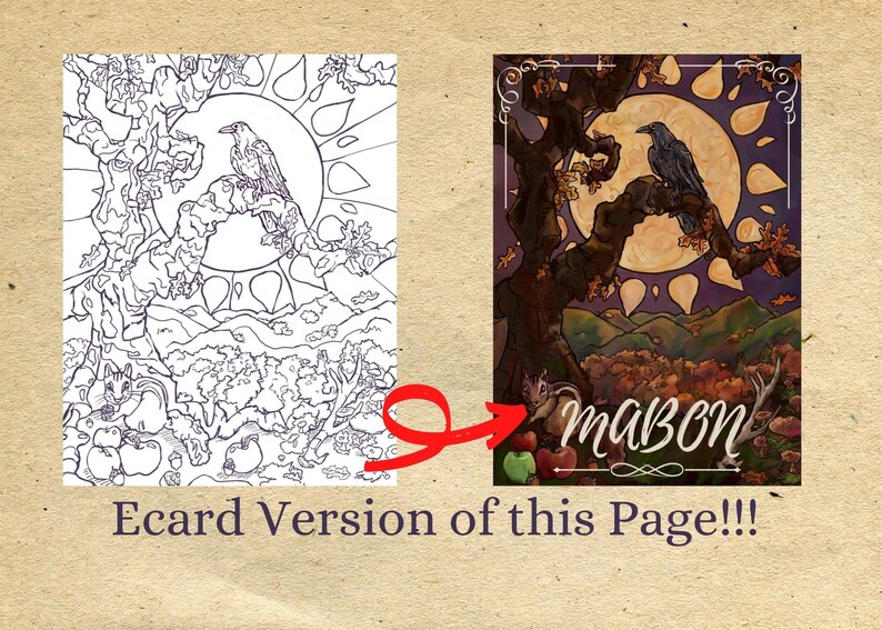 Autumn Equinox Coloring Page Download and Printable | Etsy