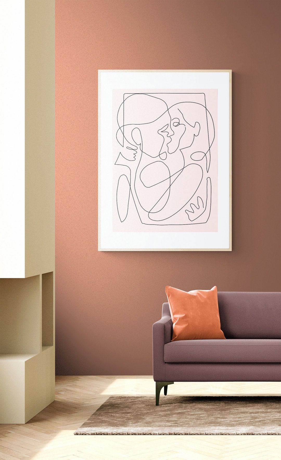 Couple One Line Drawing Set of 2 Prints, Sexy Bedroom Art, Couple Kiss ...