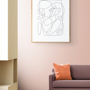 Couple One Line Drawing Set of 2 Prints, Sexy Bedroom Art, Couple Kiss ...