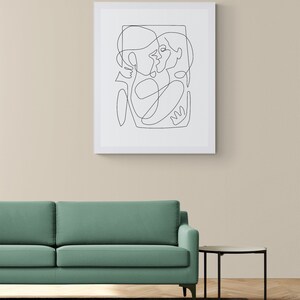 Couple One Line Drawing Set of 2 Prints, Sexy Bedroom Art, Couple Kiss ...