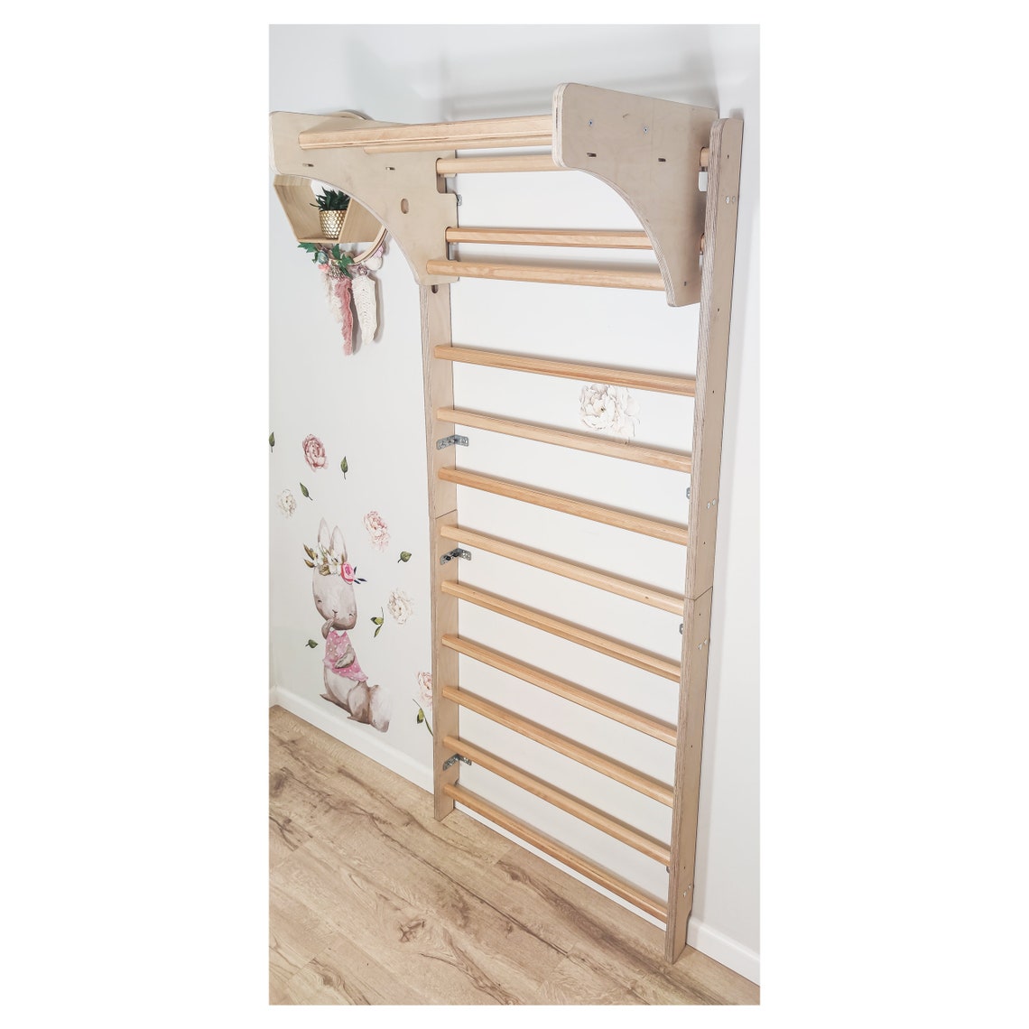 Wooden Swedish Ladder Set of Wooden Ladder With Wallbars - Etsy