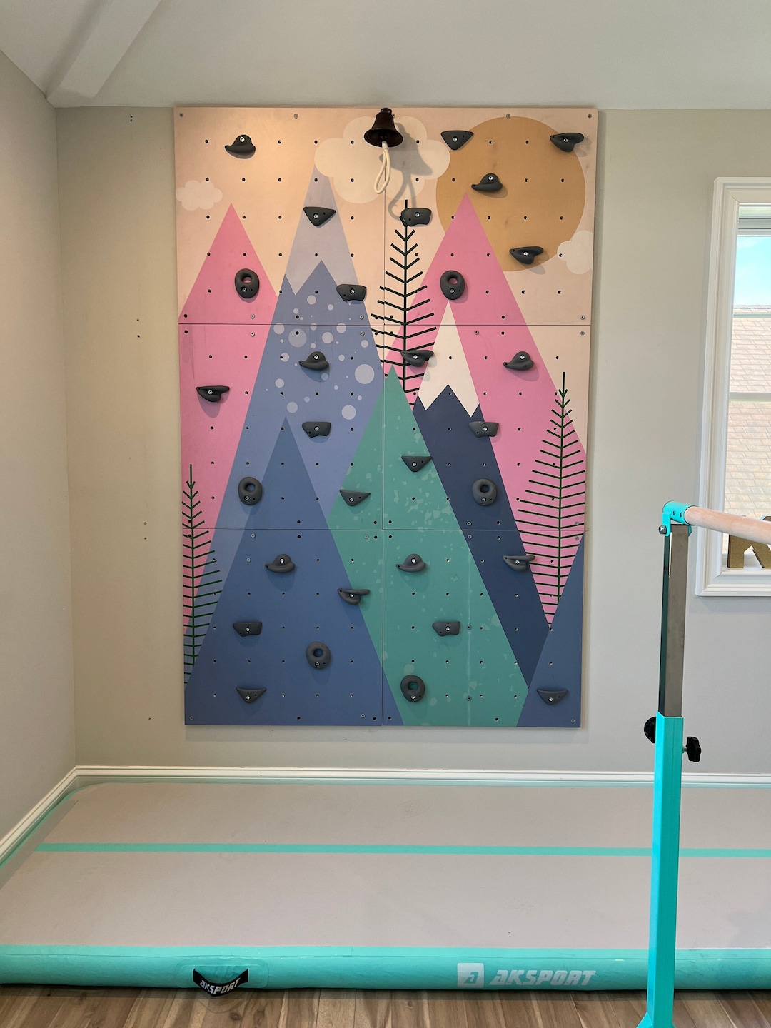 Pink Climbing Wall, Mountain Climbing Wall, Wooden Wall for Kids With ...