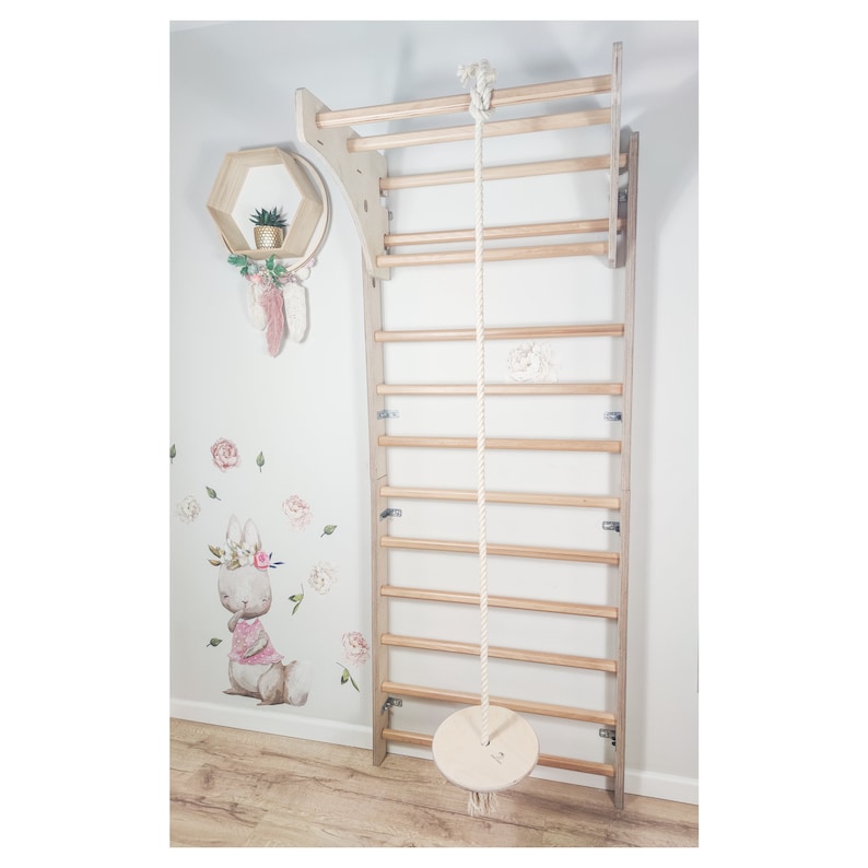 Wooden Swedish Ladder Set of Wooden Ladder With Wallbars - Etsy
