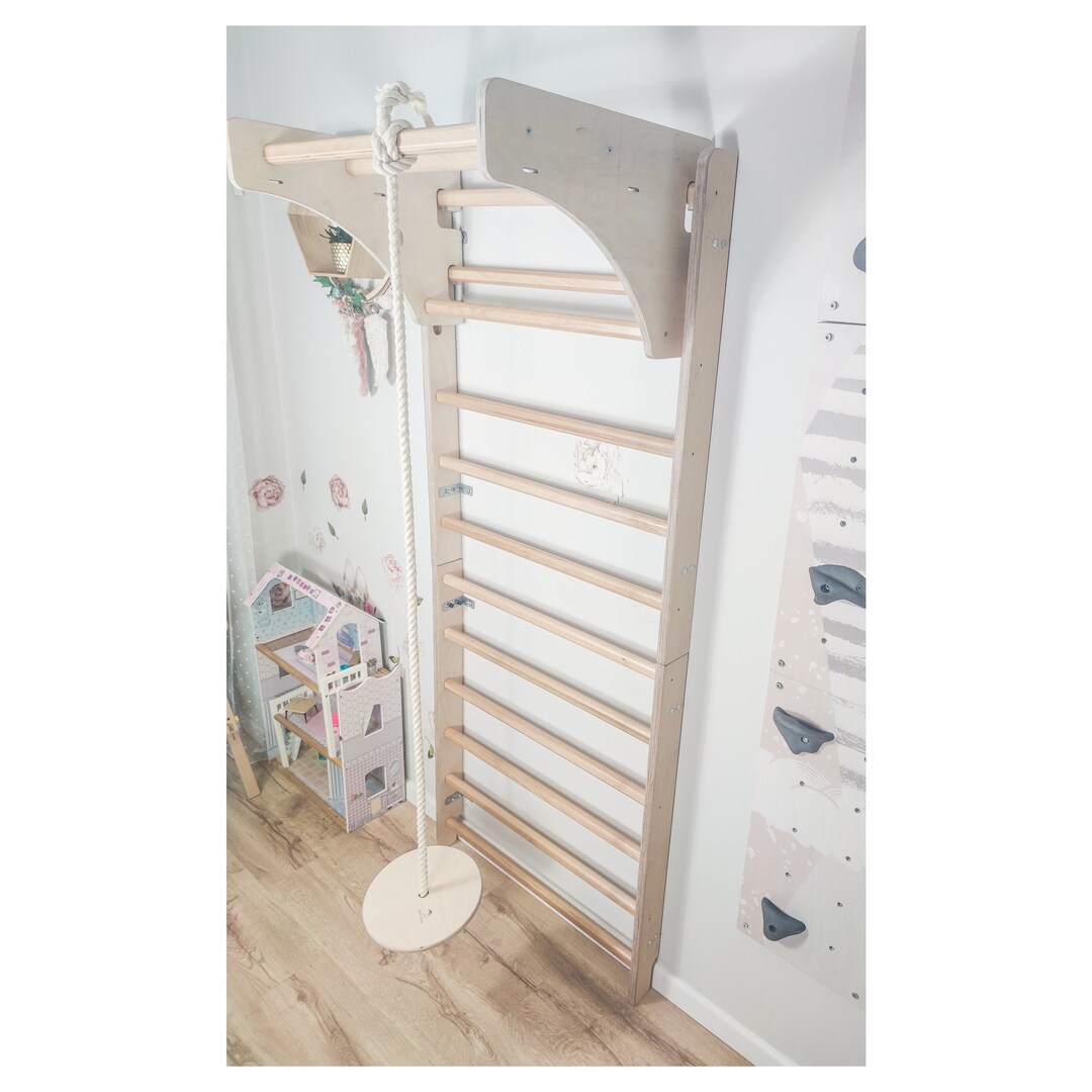 Wooden Swedish Ladder Set of Wooden Ladder With Wallbars - Etsy