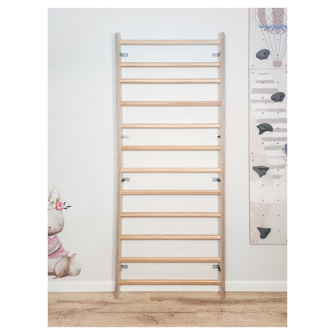Wooden Swedish Ladder Set of Wooden Ladder With Wallbars - Etsy