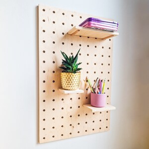 Pegboard, BIG Wooden Pegboard, Wooden Shelf, Wooden Organizer With ...