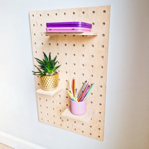 Pegboard, BIG Wooden Pegboard, Wooden Shelf, Wooden Organizer With ...