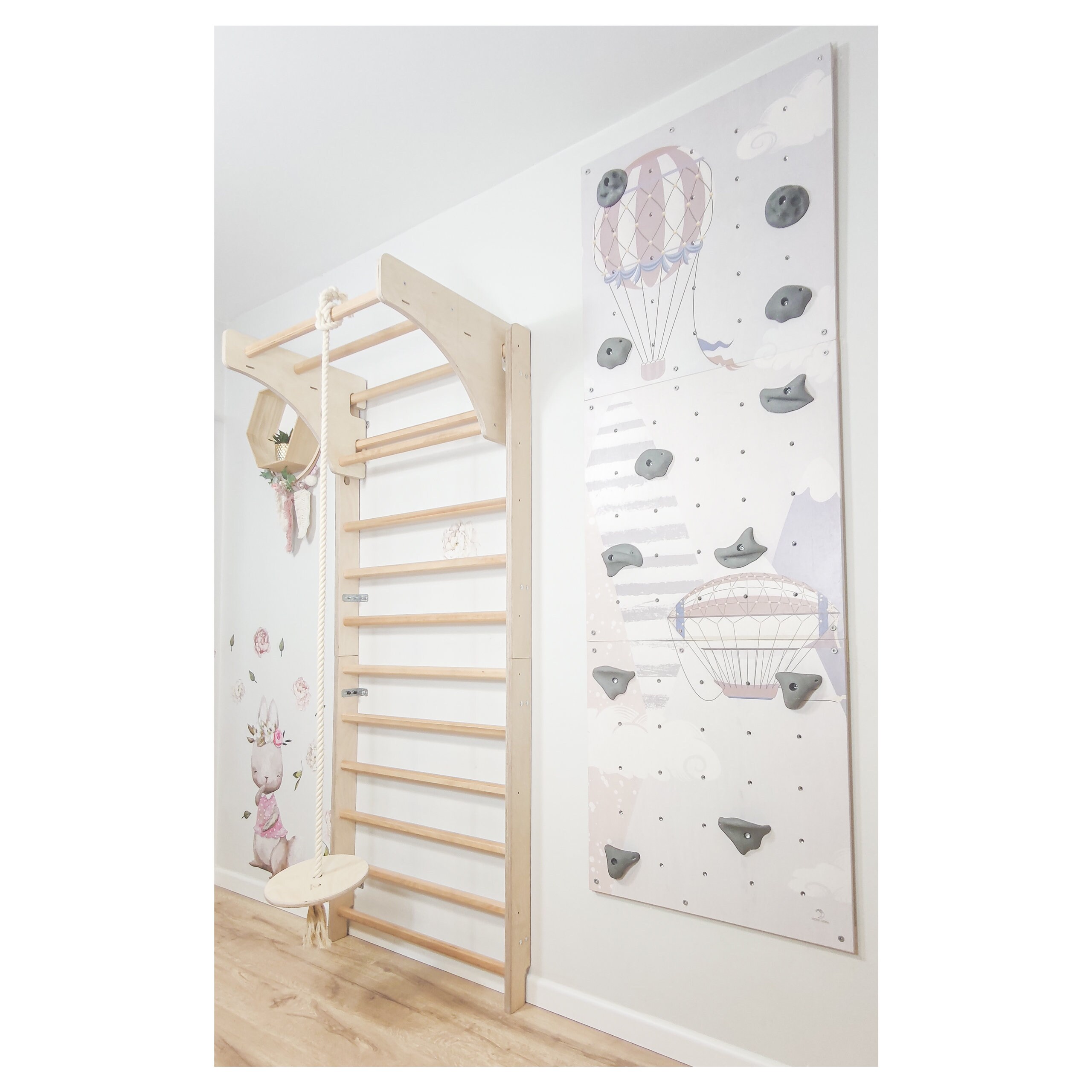 Wooden Swedish Ladder Set of Wooden Ladder With Wallbars - Etsy UK