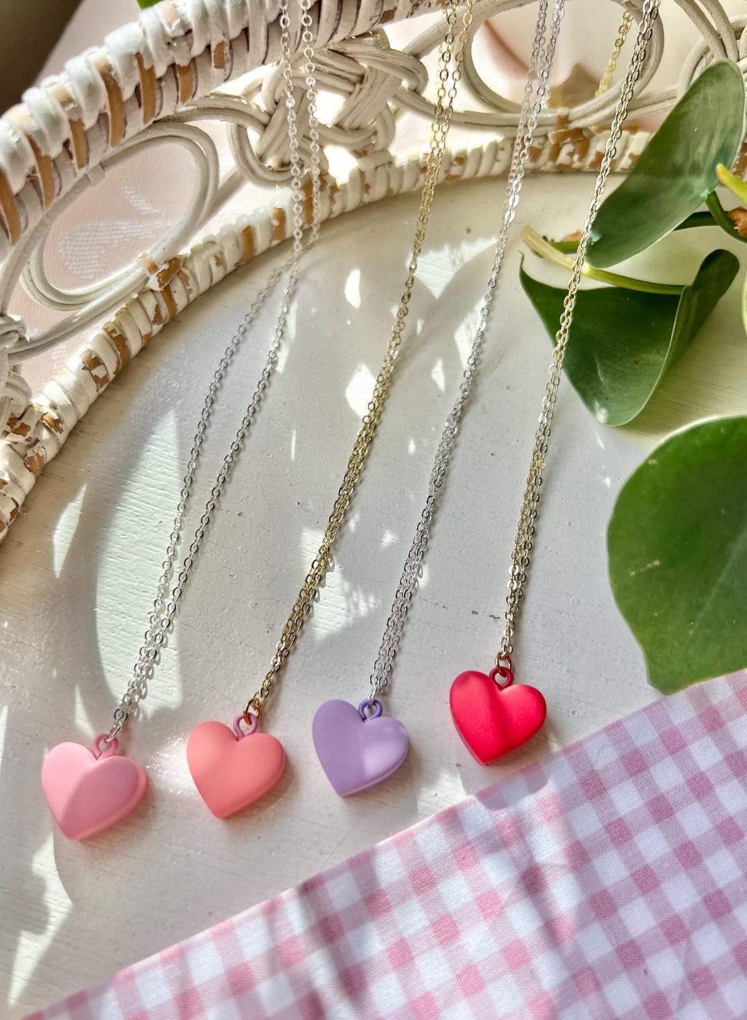 Valentine Heart Necklace, Handmade Polymer Clay Necklaces, Simple Heart ...