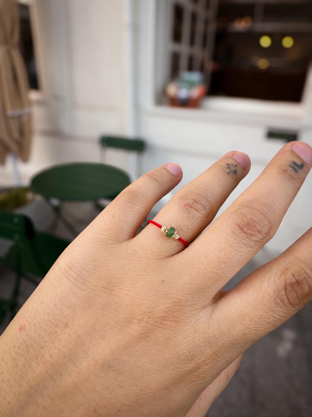 Red String Ring With Gold and Jade - Etsy