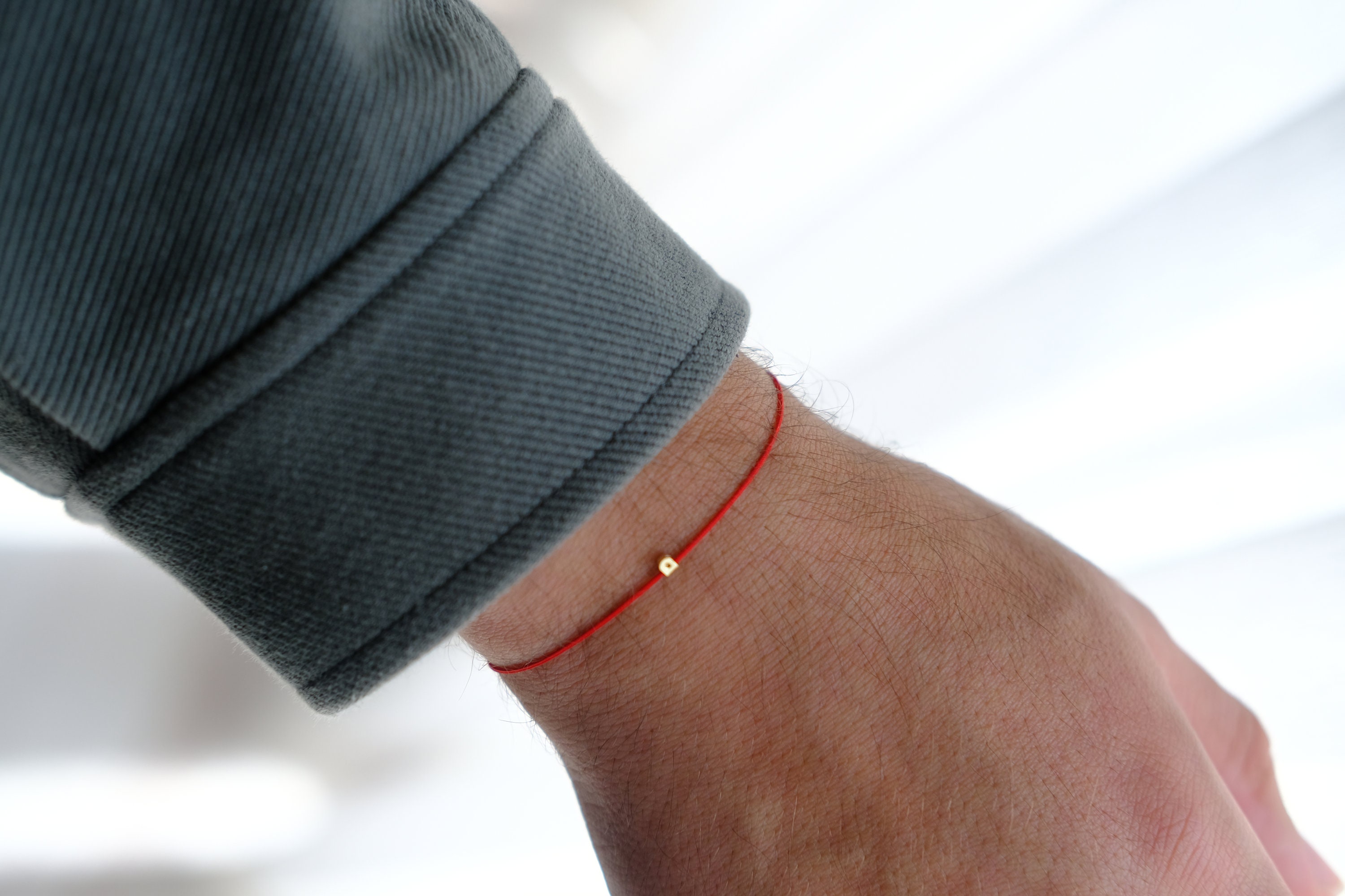 Handmade 14 K Gold Red String Bracelet - Etsy