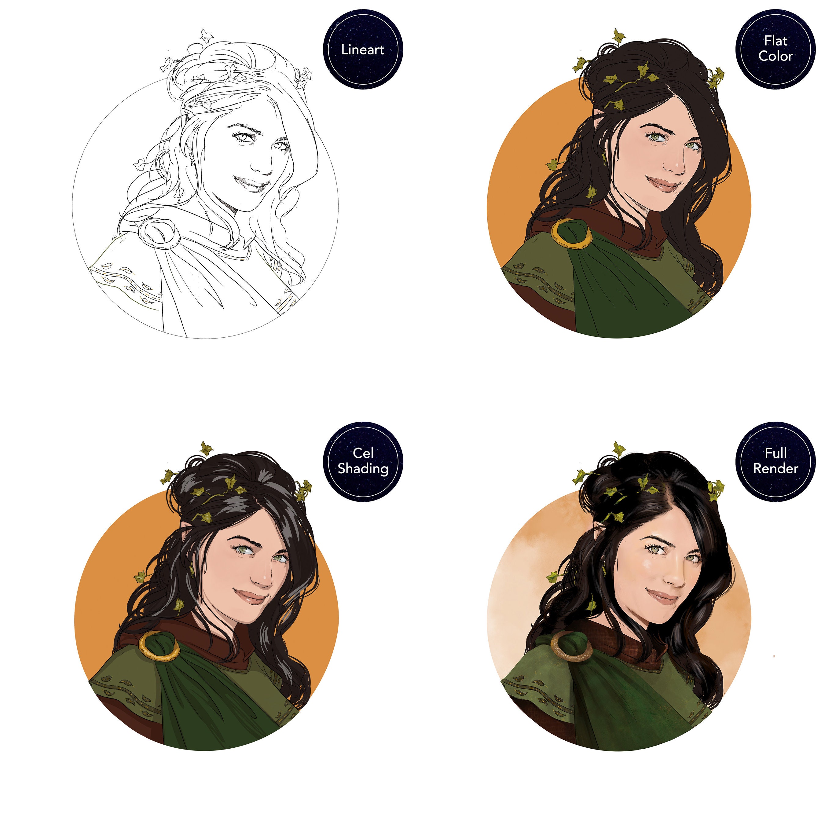 Custom Fantasy Character Bust Portrait | Character Commission Painting ...