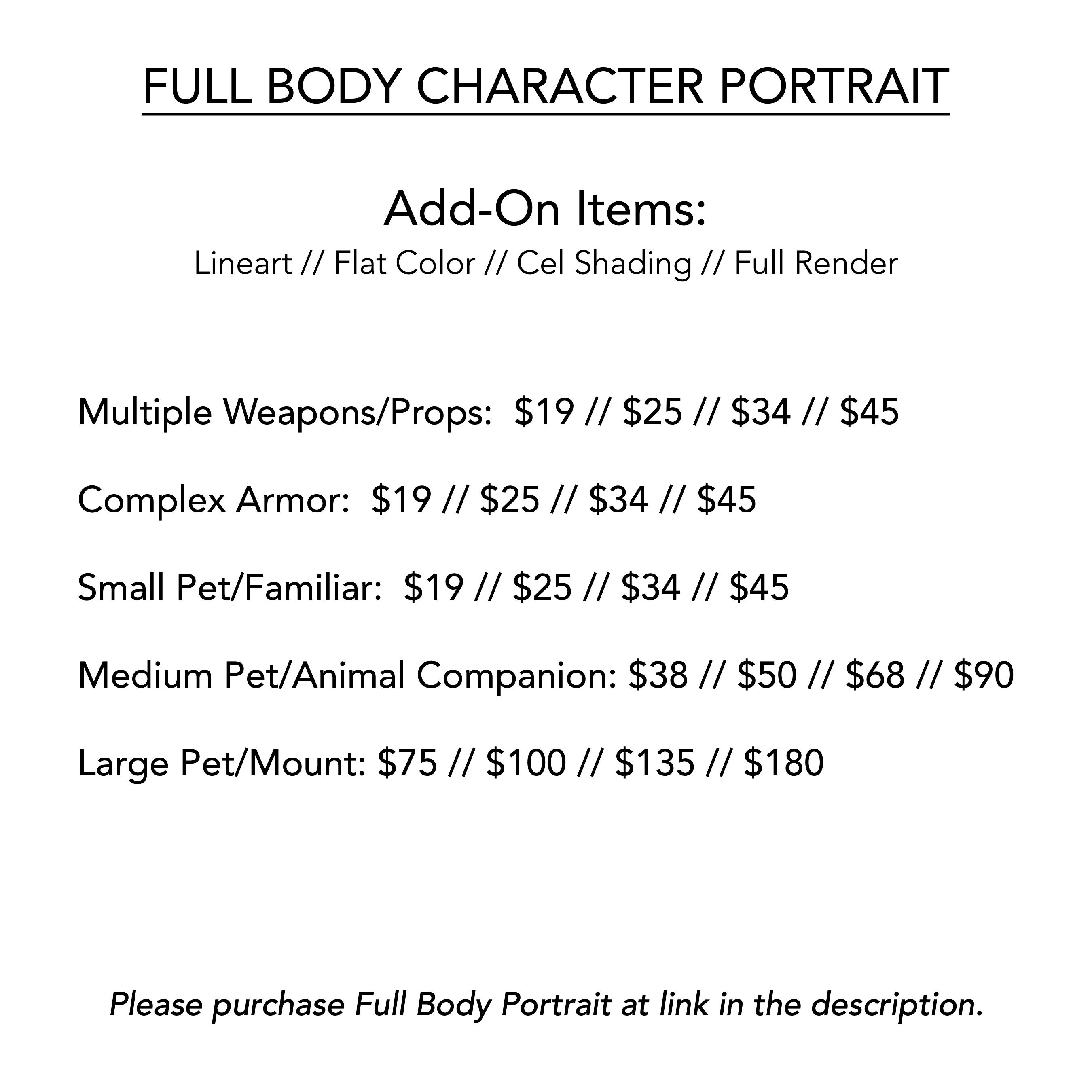 Add-on Items // Custom Full Body Character Portrait | Etsy