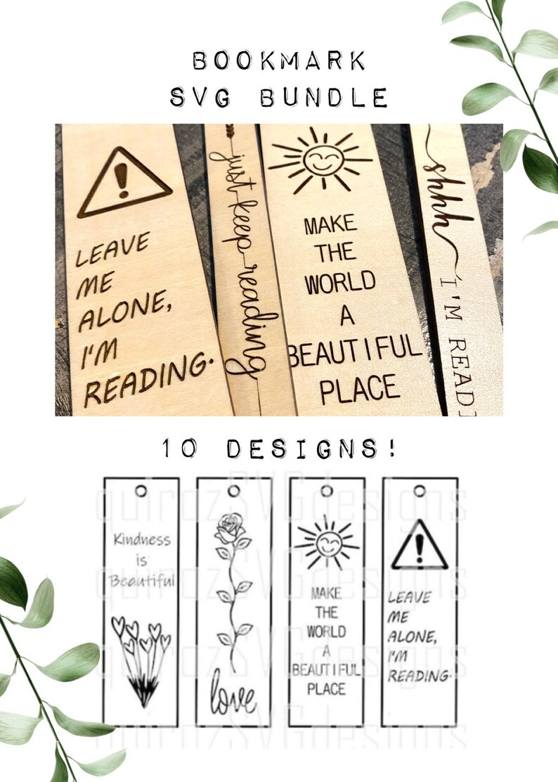 Bookmark SVG Bundle, 10 Different Bookmarks, Glowforge, Cricut, SVG ...