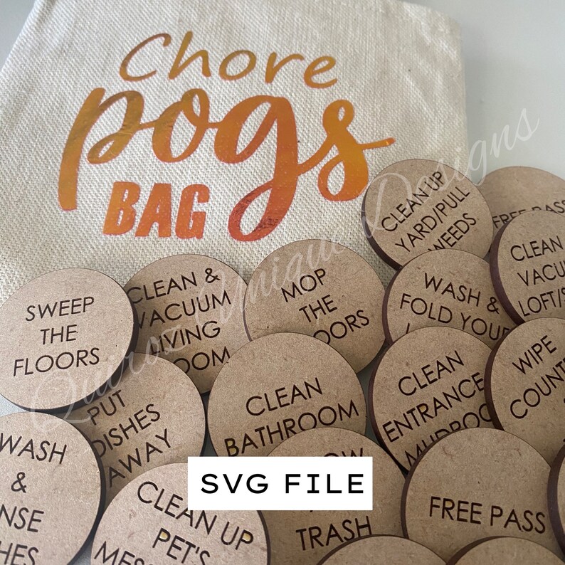 Chore Tokens File SVG for Glowforge or Laser Cutter | Chore Jar/ Bag ...