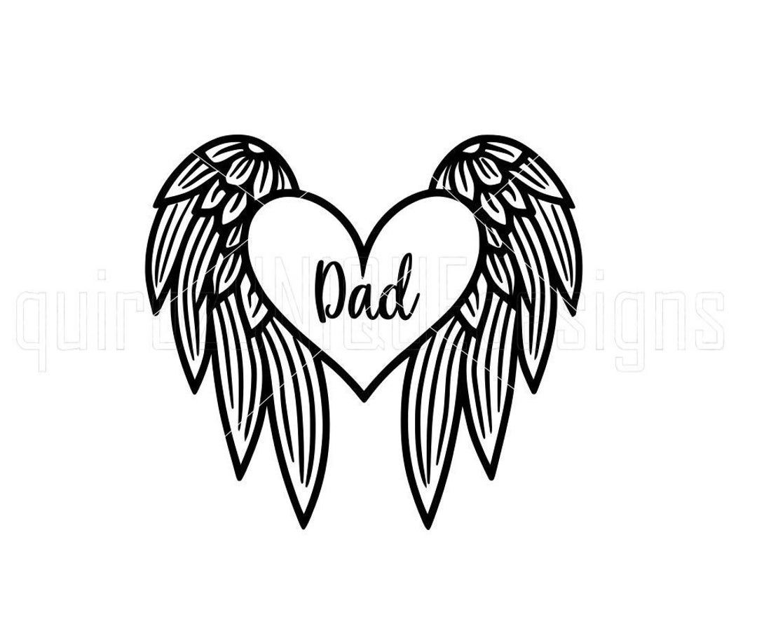 Dad Angel Wings Heart SVG, PNG | Dad in Heaven Svg | Svg File | Png ...