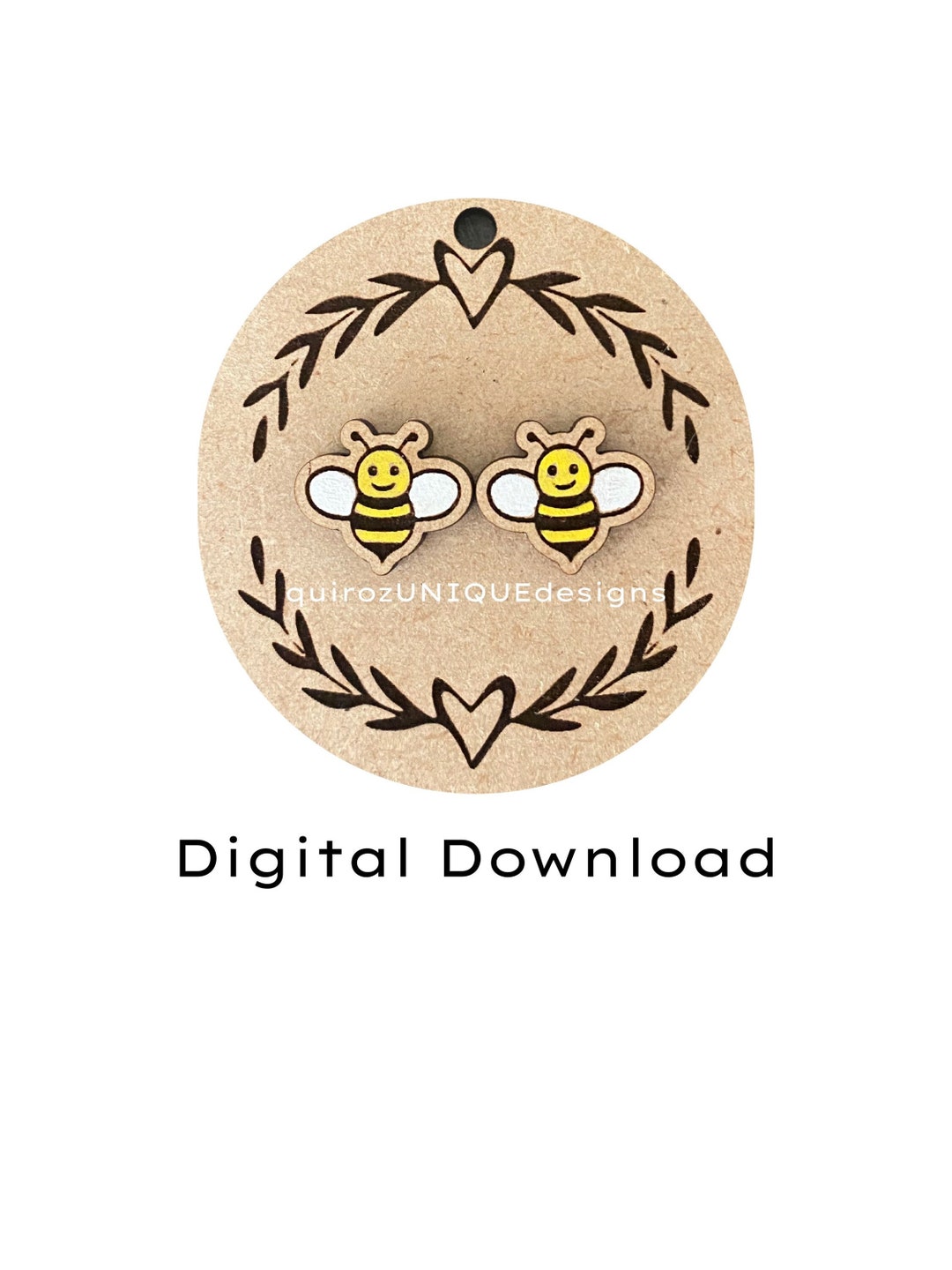 Bee Stud Earrings SVG, Laser Ready Cut File, Glowforge Files, Summer ...