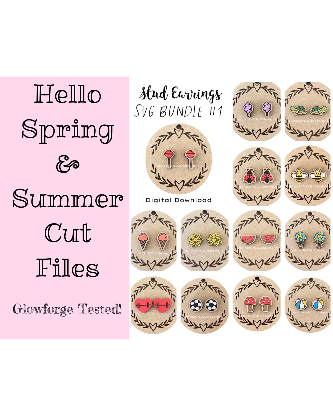 Laser Ready Earring SVG Stud Bundle | Glowforge Files Spring | Earrings SVG | Laser Cut and ...