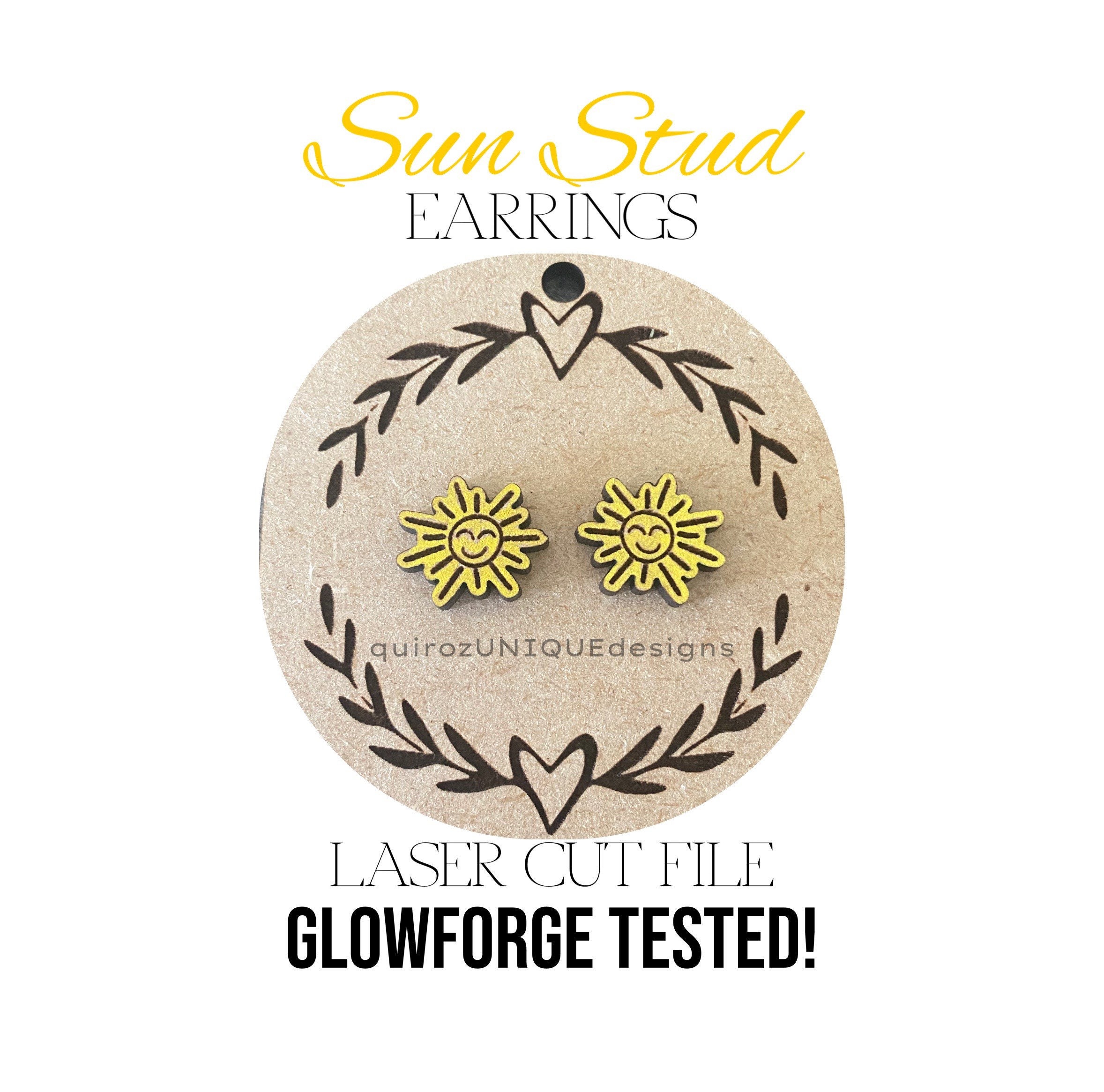 Sun Stud Earrings SVG, Laser Ready Cut File, Glowforge Files, Summer ...