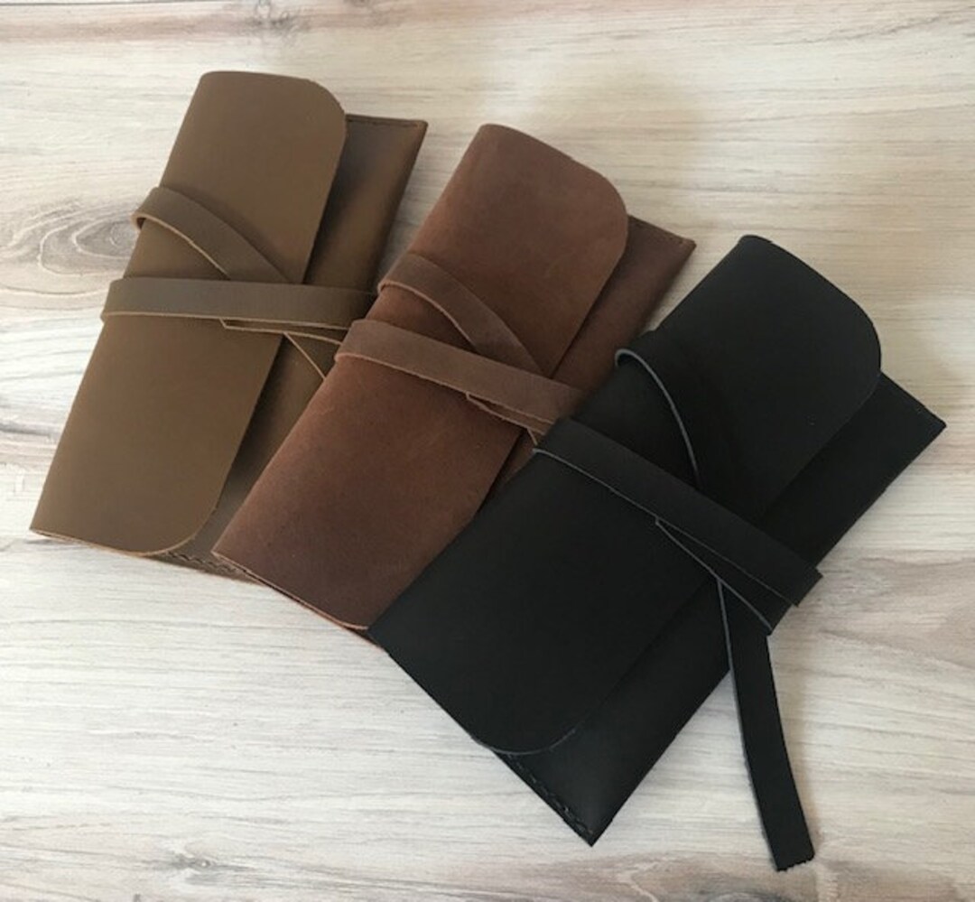 Handmade Full Grain Leather Pencil Roll - Pen Case & Wrap - Etsy