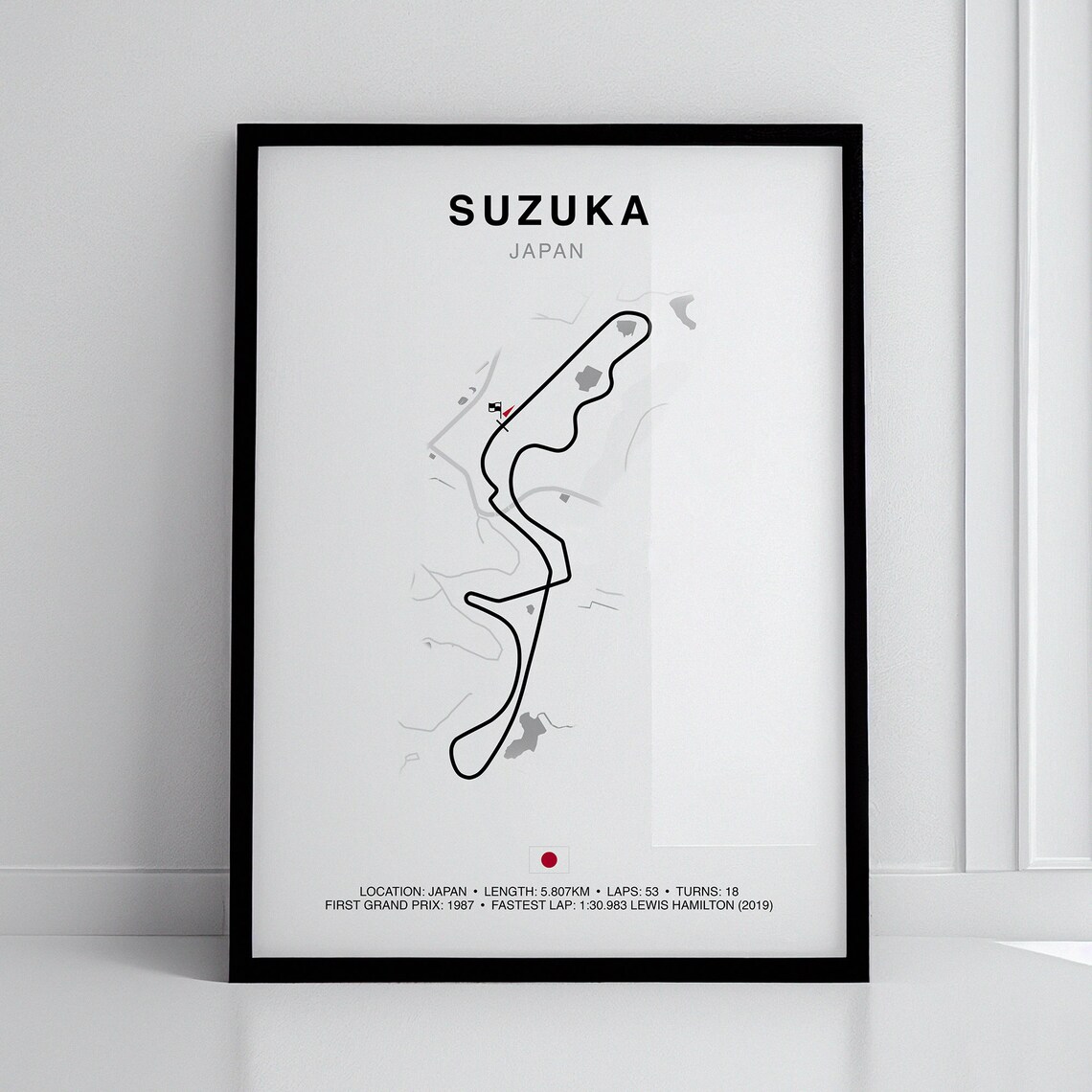Japanese Grand Prix Circuit Print, Suzuka Formula 1 Track Poster ...