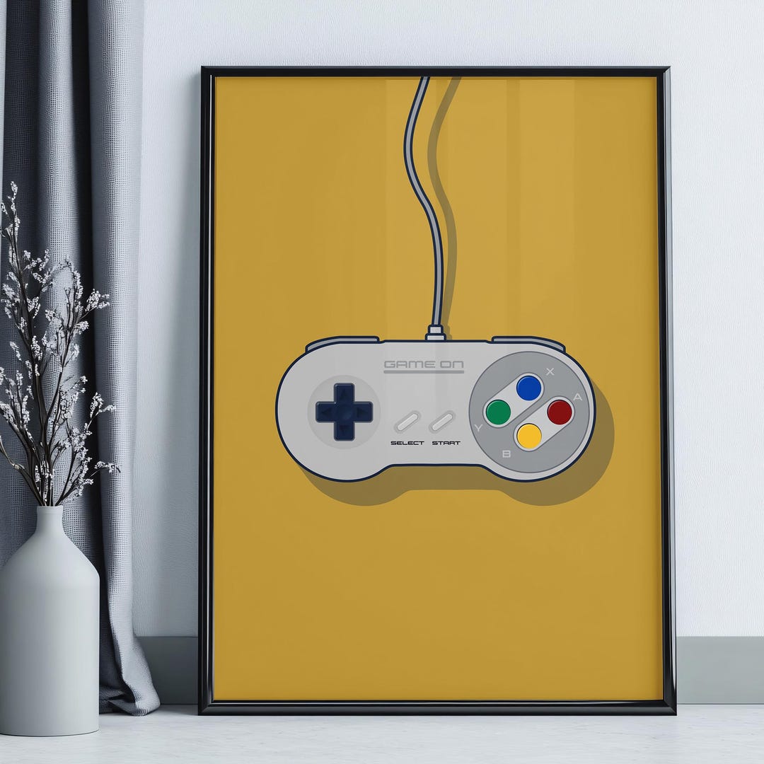Pop Art Retro Game Controller, Vintage Gaming Room Controller Print ...