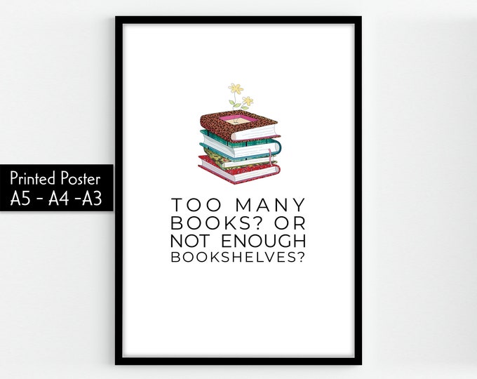 Handmade Wooden Hanging Wall Plaque Too Many Books Not Enough ...